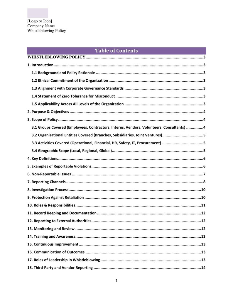 Whistleblowing Policy Template | Editable for HR Policy, Employee ...