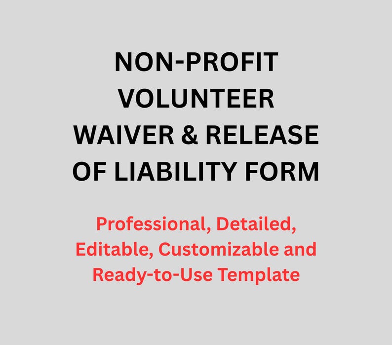 Non-profit Volunteer Waiver & Release of Liability Form | Charity ...