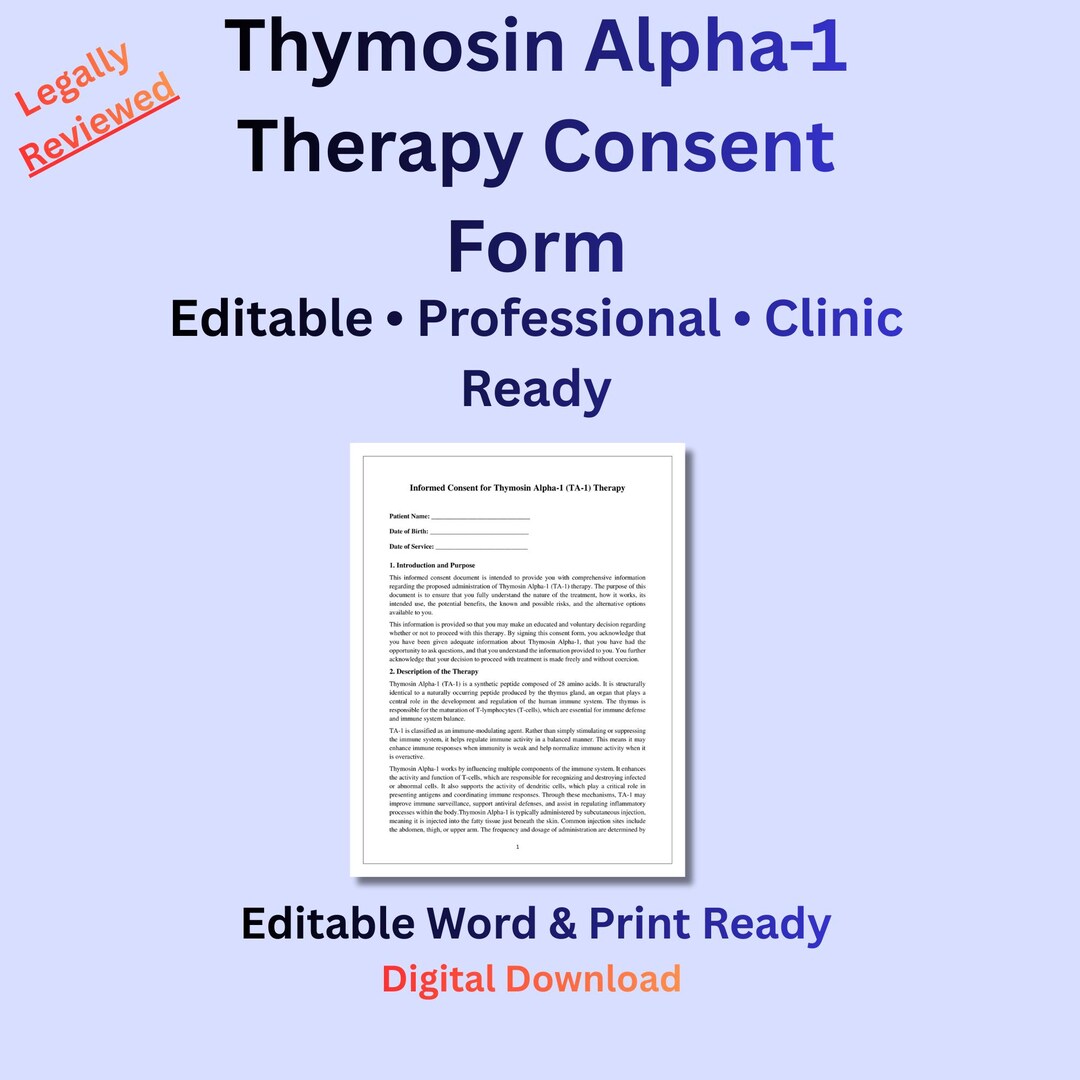 Thymosin Alpha-1 Consent Form | TA-1 Therapy Informed Consent | Peptide ...