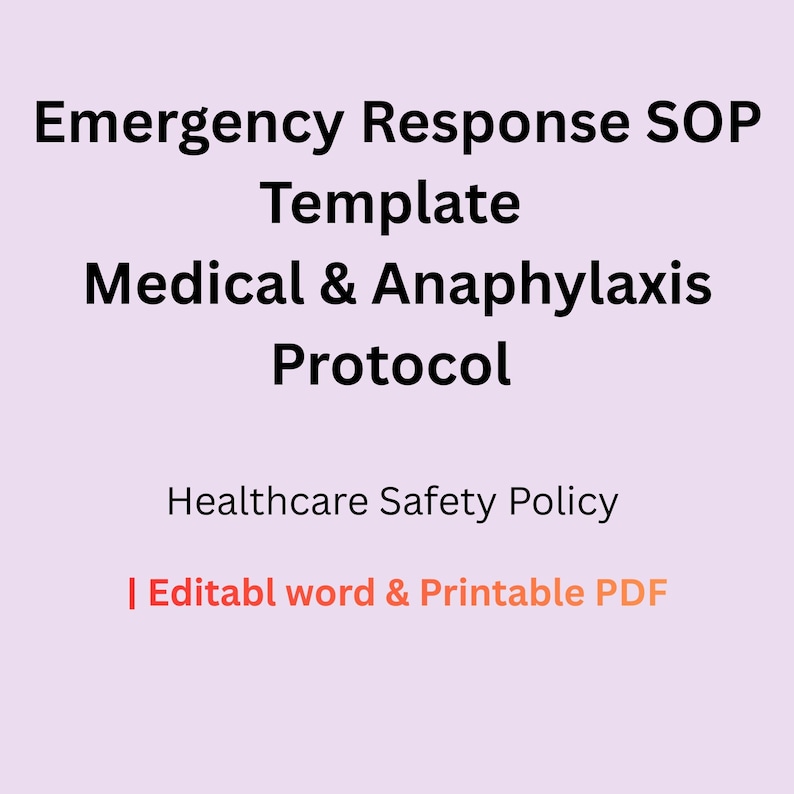 Emergency Response SOP Template | Medical & Anaphylaxis Protocol (pdf ...