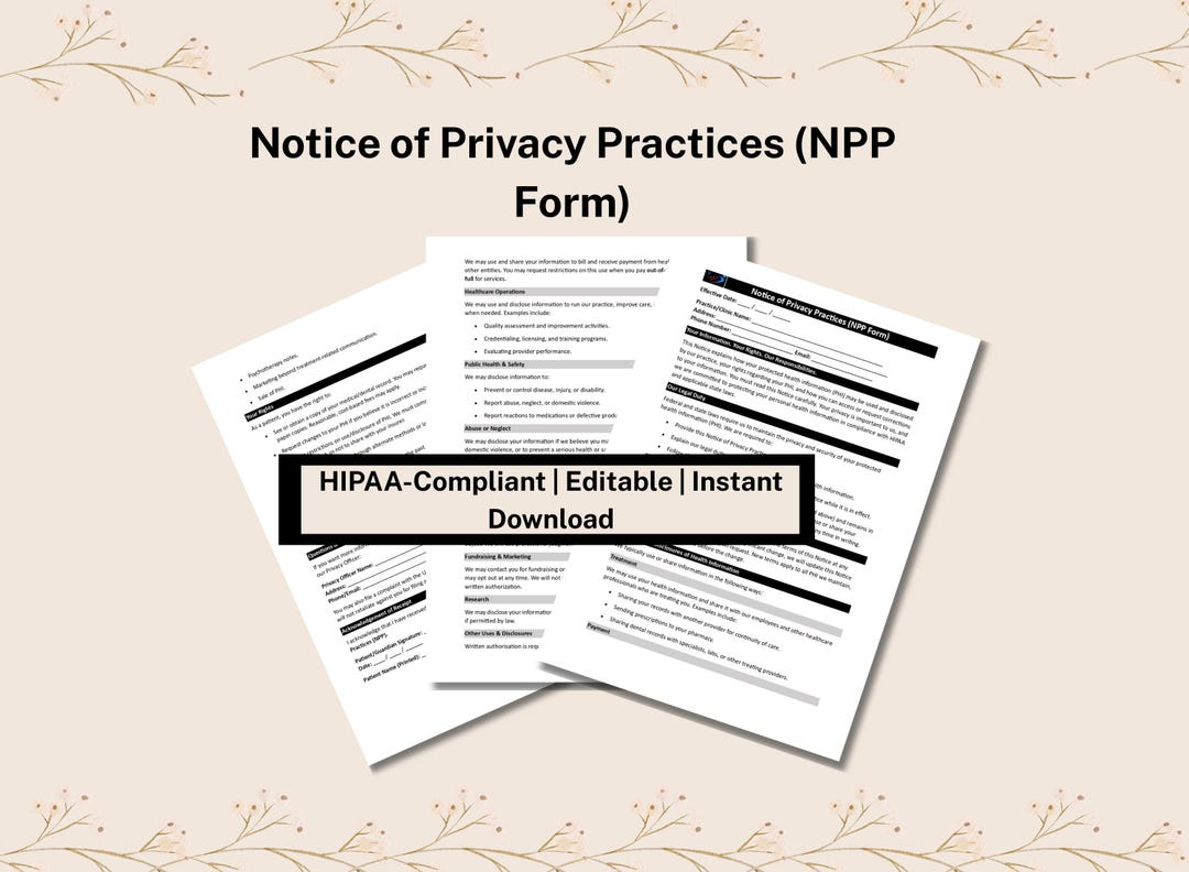 Editable HIPAA Notice of Privacy Practices Template: Medical, Dental ...