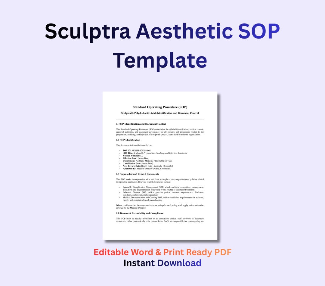 Sculptra Aesthetic SOP Template | Med Spa Policy & Procedure Manual ...