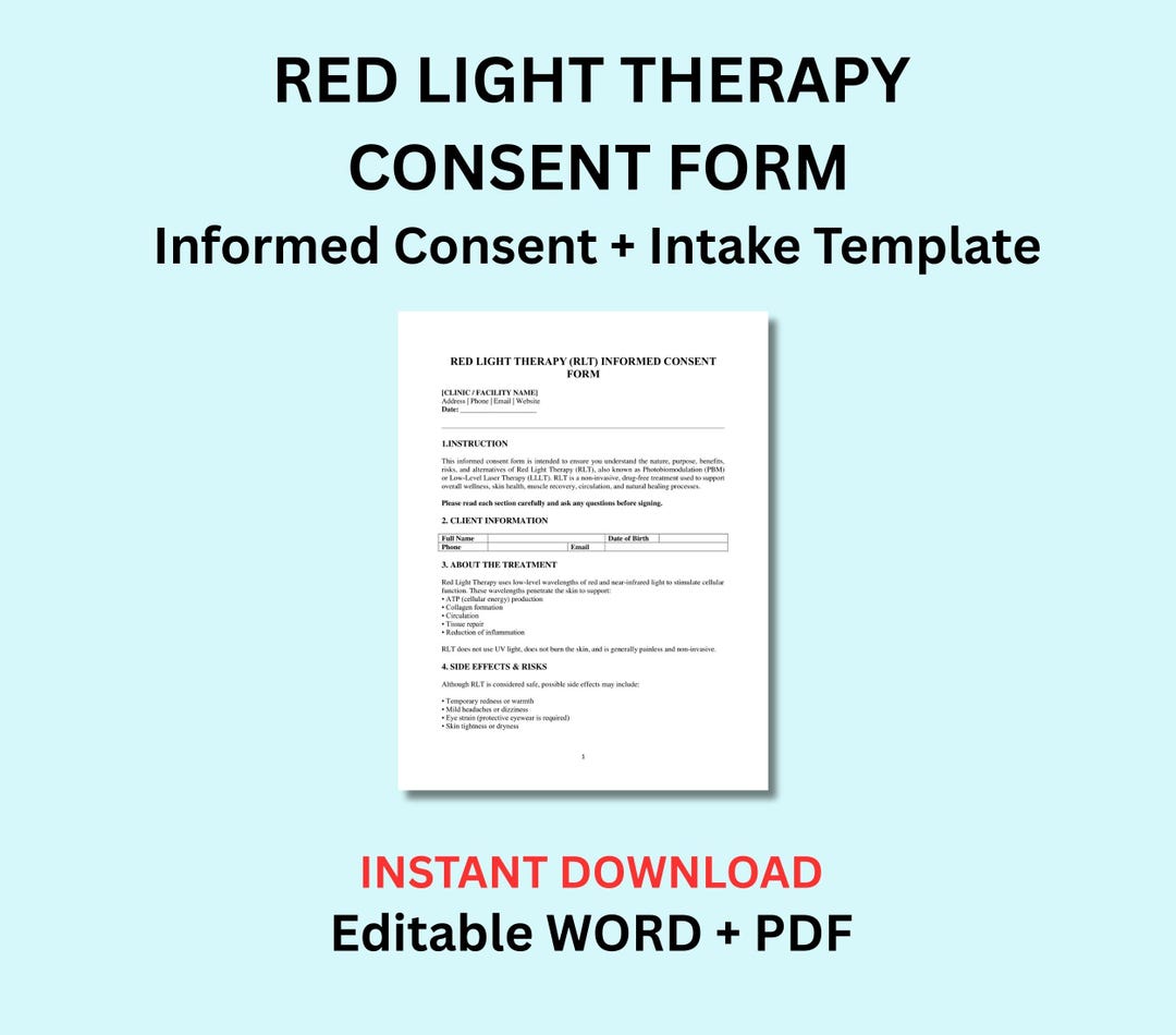 Red Light Therapy Consent Form | Med Spa Client Intake (PDF) - Etsy