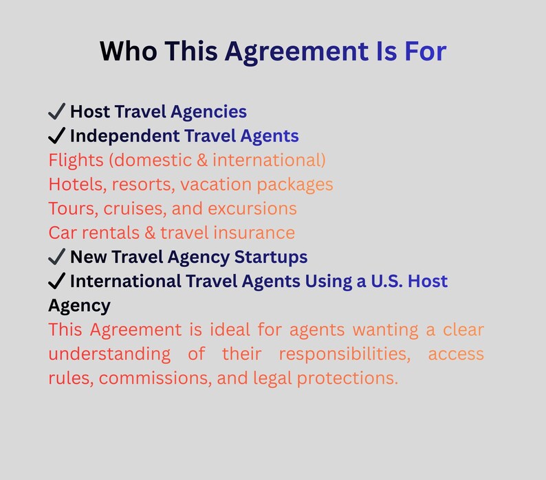 Travel Agent Independent Contractor Agreement Template (PDF & Word) - Etsy