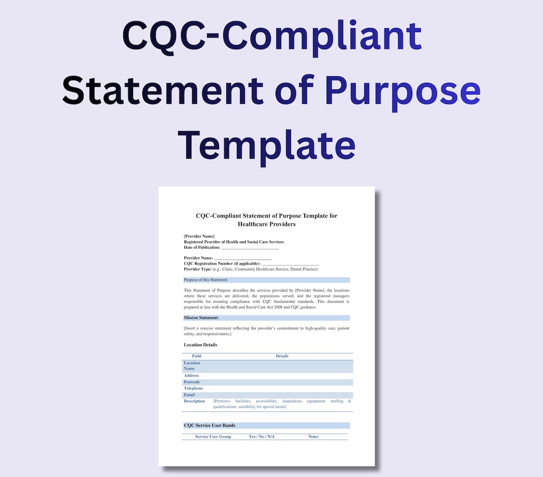 Editable CQC Statement of Purpose Template | Healthcare SOP (word & PDF ...