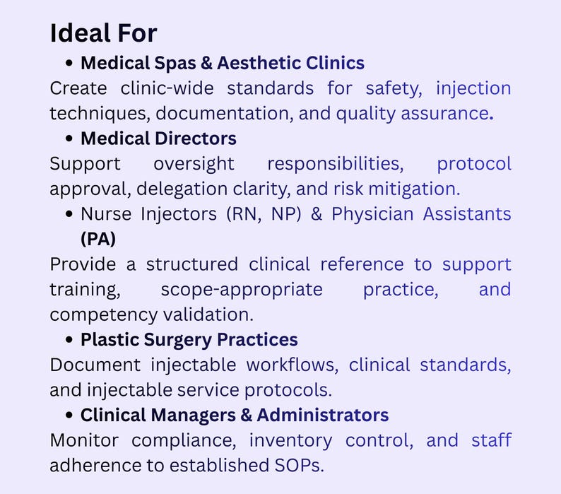 Sculptra Aesthetic SOP Template | Med Spa Policy & Procedure Manual ...
