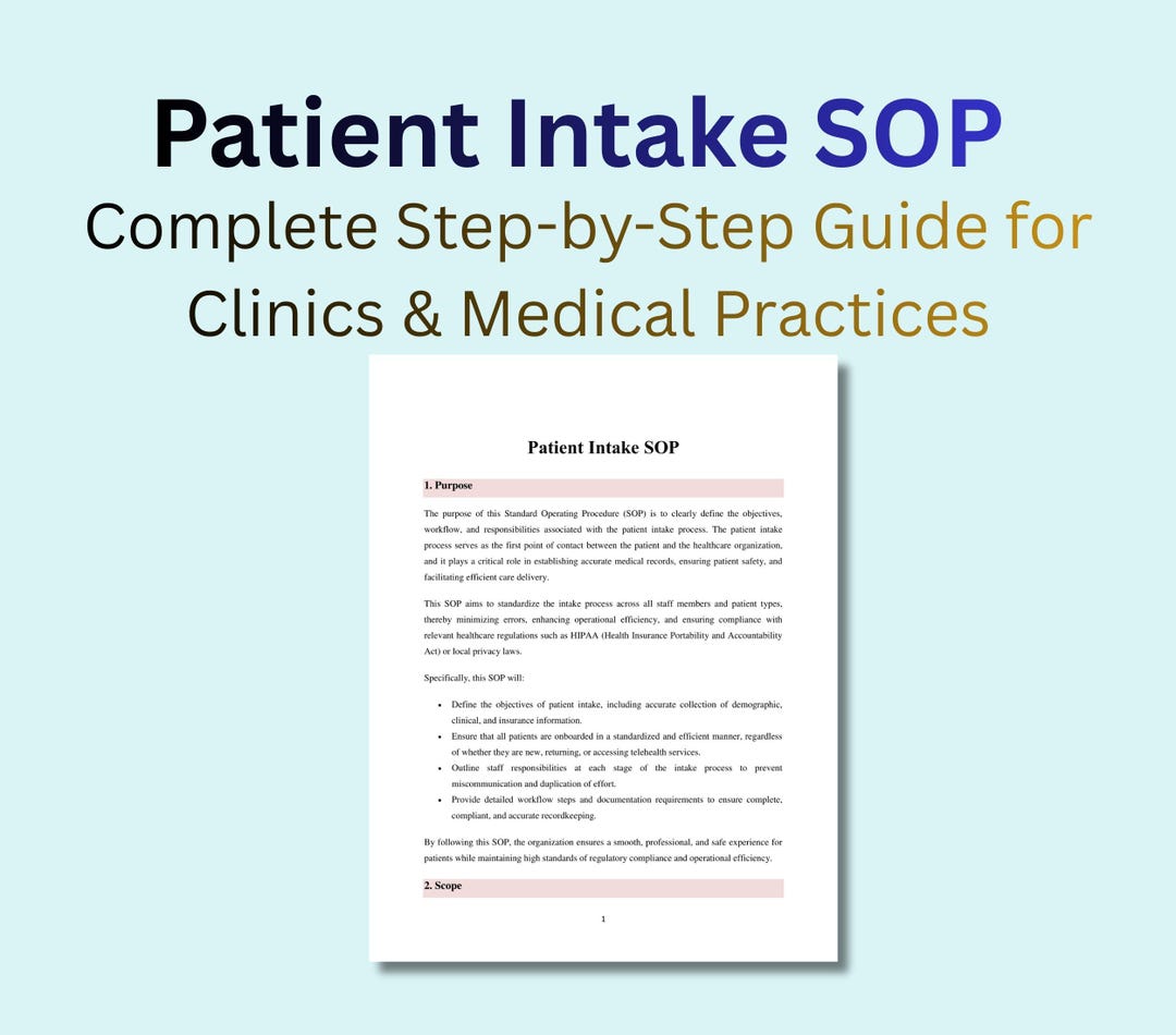 Clinic Patient Intake SOP: Clinic Staff Procedures & Compliance Guide ...