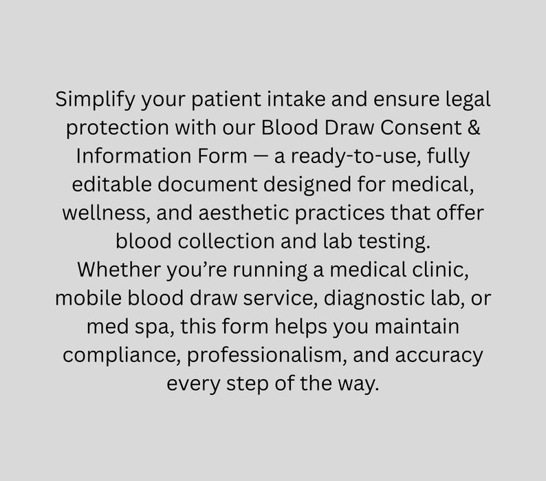 Lab Draw Consent Form Blood Work Informed Consent Template Blood Draw ...