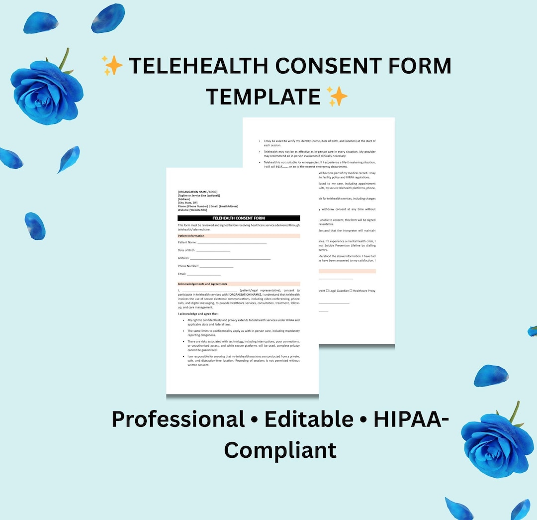 Telehealth Consent Form: HIPAA Compliant Template (PDF & Word) - Etsy