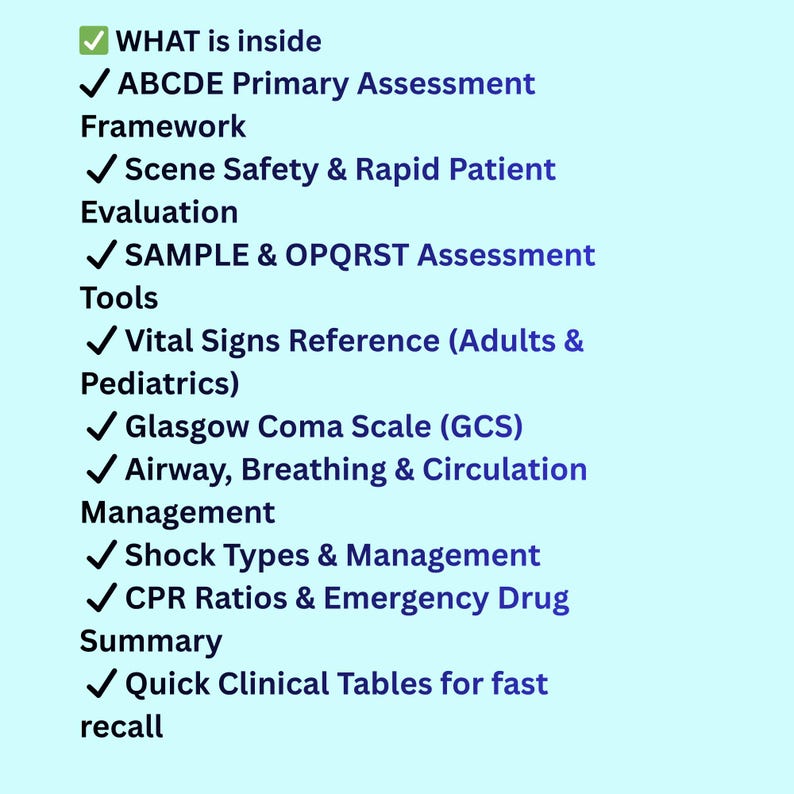 Emergency Medicine Cheat Sheet PDF | EMT & Paramedic Quick Reference ...