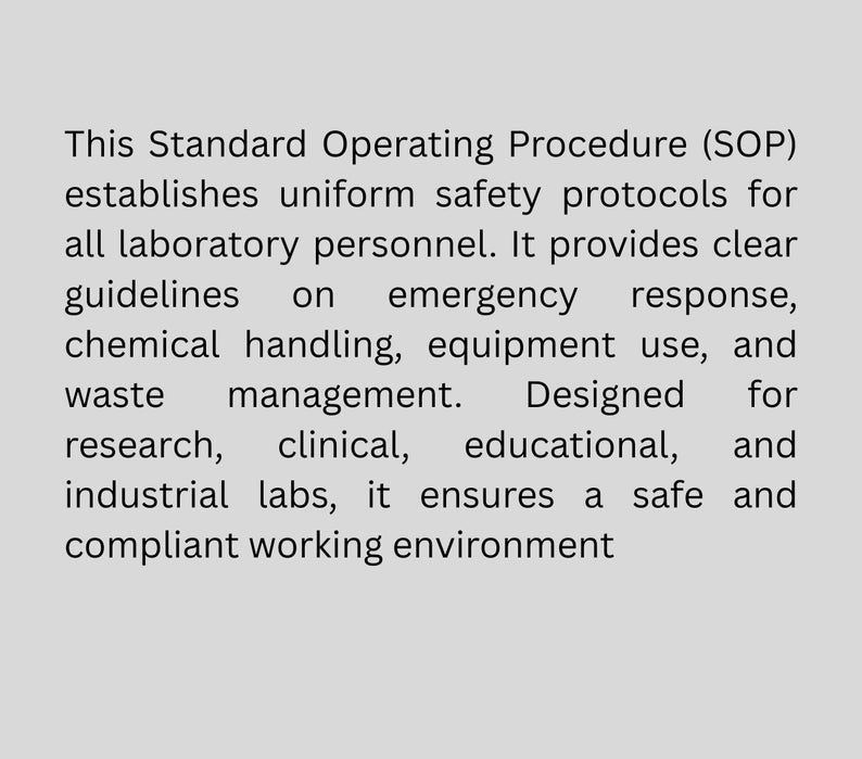 Standard Operating Procedure (SOP) for Laboratory Safety – LAB-SOP-001 ...