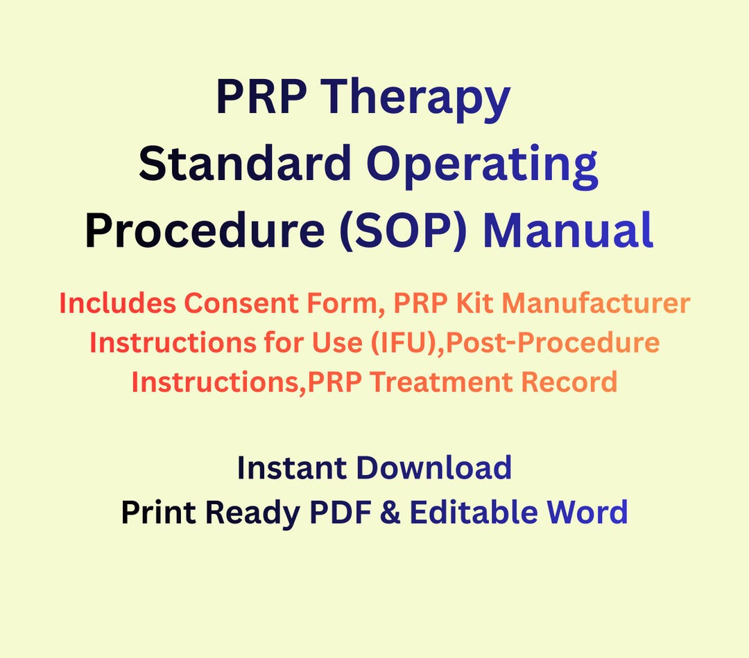 PRP Platelet-rich Plasmatherapy Standard Operating Procedure (SOP ...
