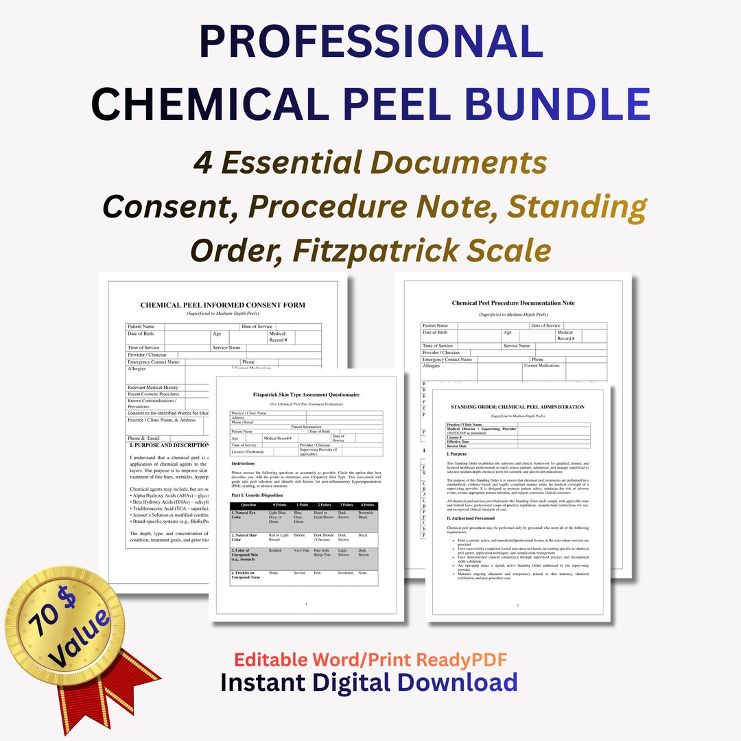 Chemical Peel Consent Forms Bundle Esthetician Templates for Med Spas ...