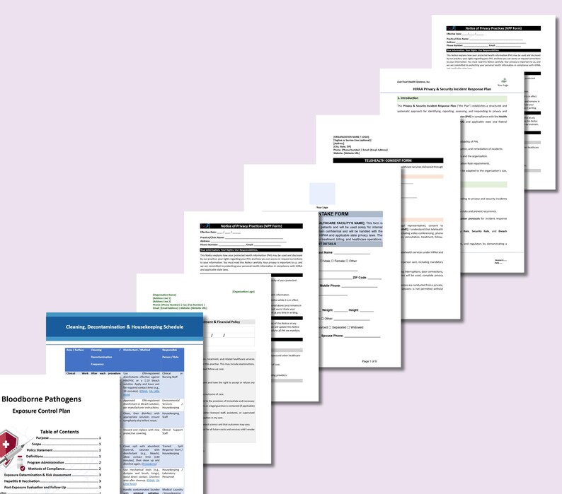 Editable Medical Clinic Compliance Forms: HIPAA & OSHA Templates ...