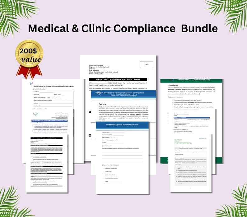 Editable Medical Clinic Compliance Forms: HIPAA & OSHA Templates ...