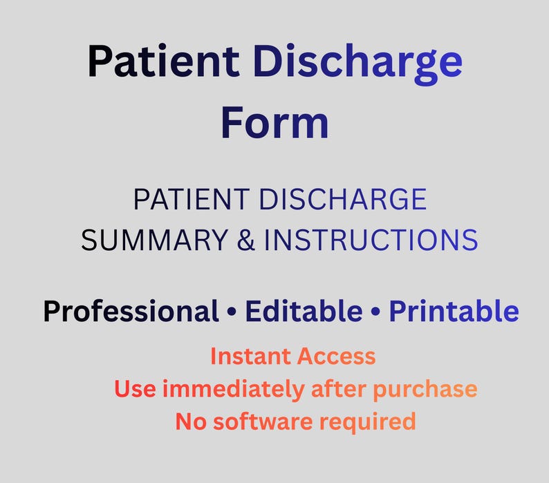 Patient Discharge Form Template | Editable Medical Summary (pdf/word ...