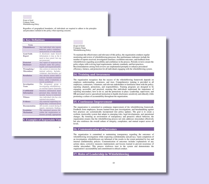 Whistleblowing Policy Template | Editable for HR Policy, Employee ...