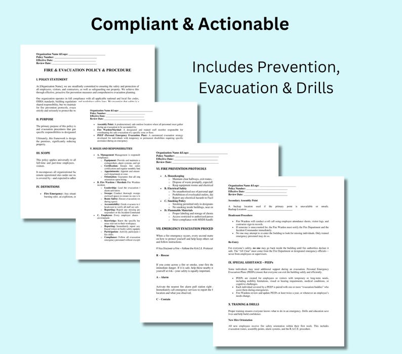 Fire Safety Policy & Evacuation Procedure Template | Emergency Action ...