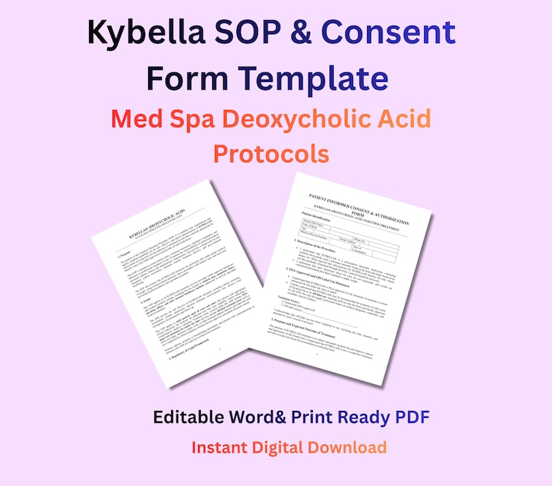 Kybella SOP & Consent Form Template Med Spa Deoxycholic Acid Protocols ...