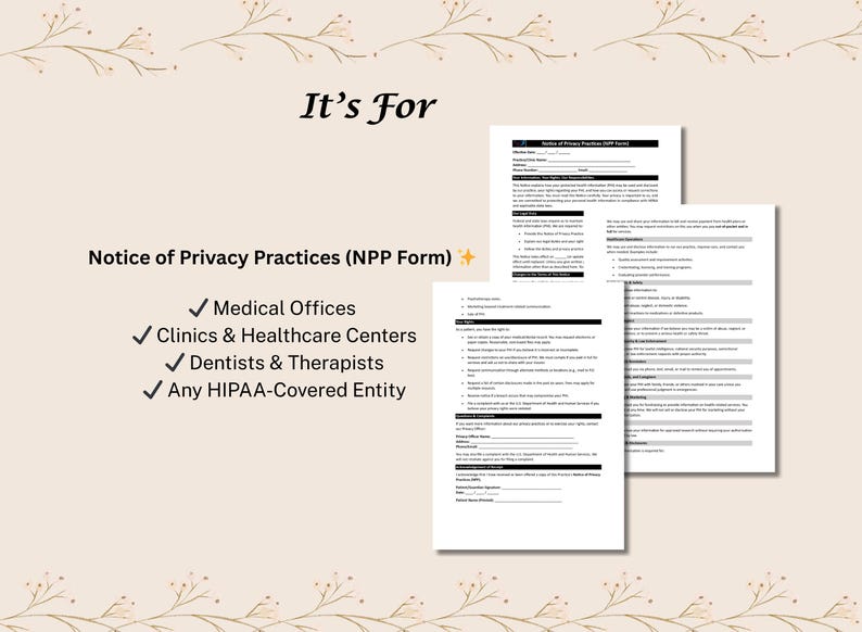 Editable HIPAA Notice of Privacy Practices Template: Medical, Dental (digital Download) - Etsy