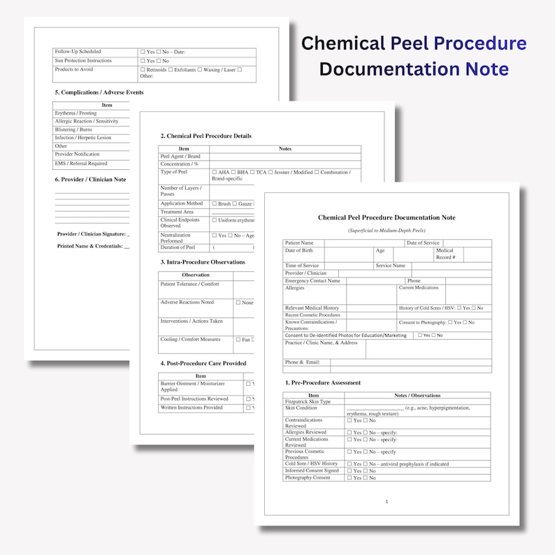 Chemical Peel Consent Forms Bundle Esthetician Templates for Med Spas ...