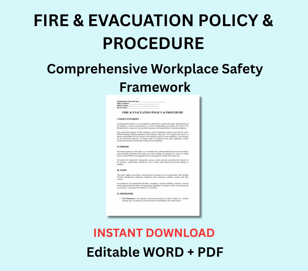 Fire Safety Policy & Evacuation Procedure Template | Emergency Action ...