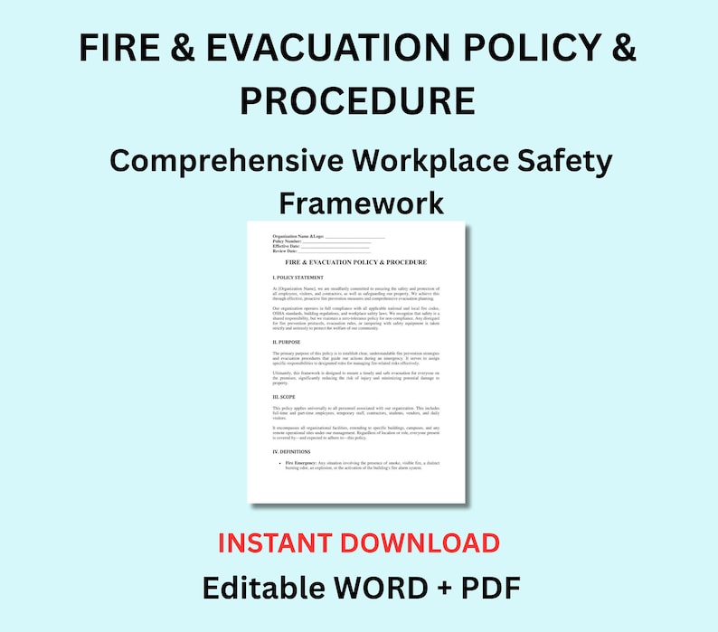 Fire Safety Policy & Evacuation Procedure Template | Emergency Action ...