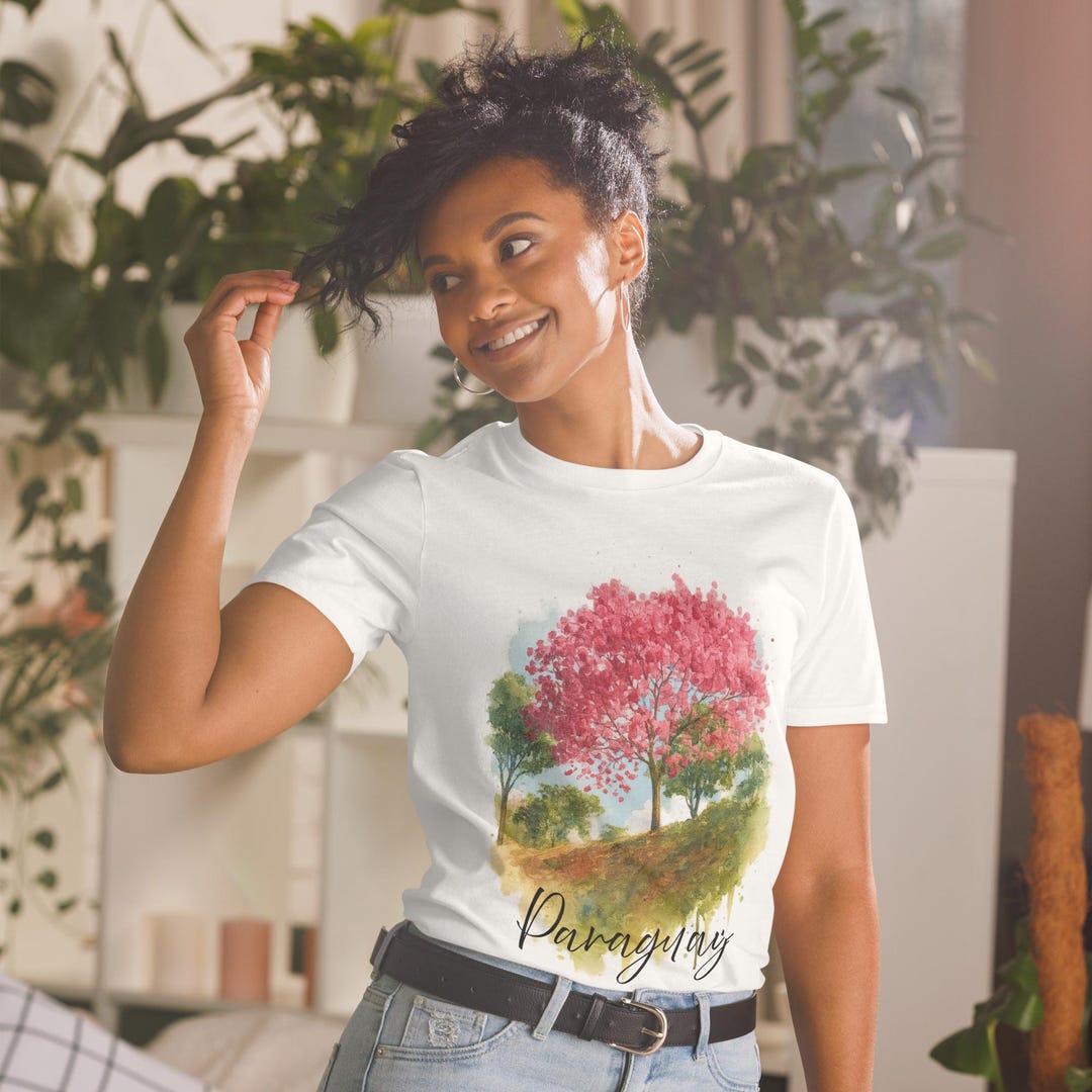 Lapacho Pink Tree T-shirt - Watercolor Nature Landscape Tee, Scenic ...