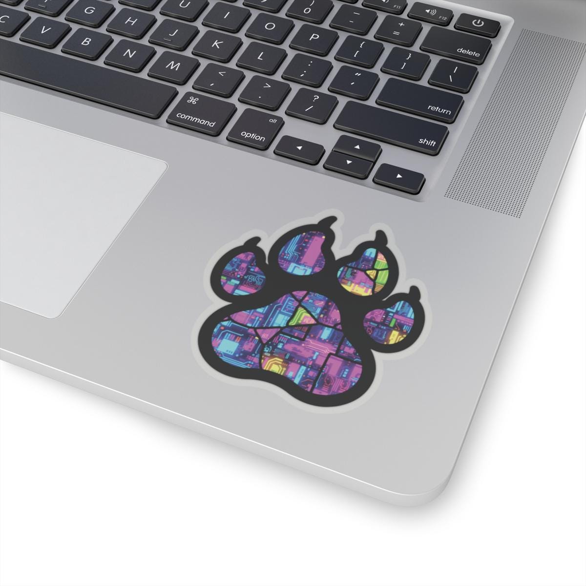 Cyberpunk Furry Paw Print Sticker 2x2 | Futuristic Vinyl Decal | Neon ...