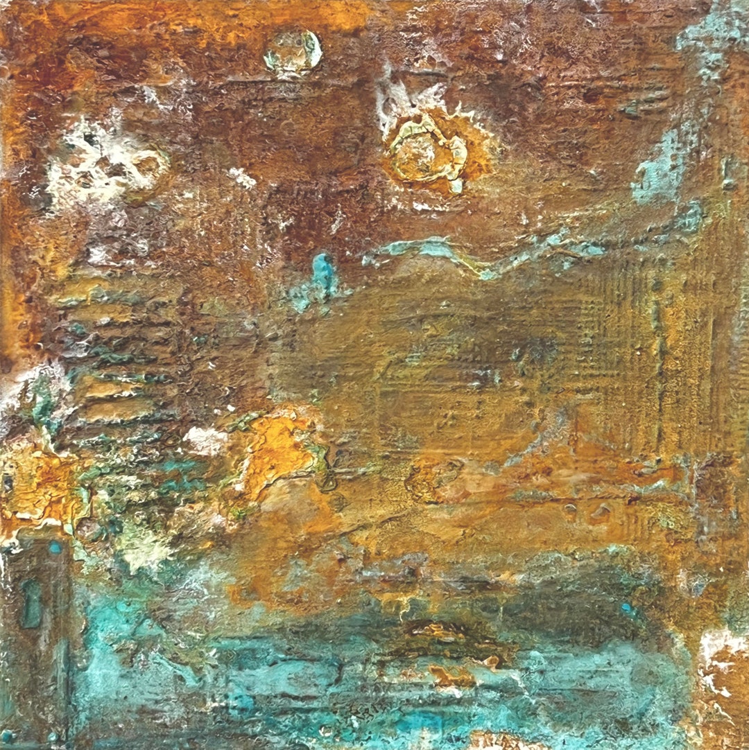 Original 12 X 12 Inch Rust Patina Painting, Rust Abstract Painting ...