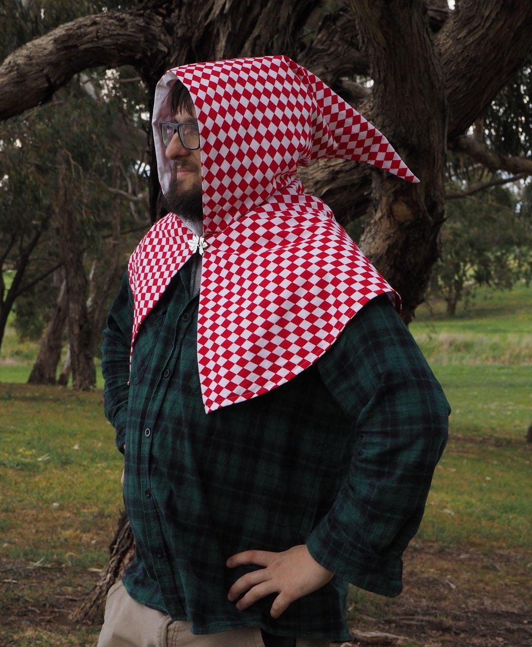 Medieval Renaissance Hood - Red Harlequin - Etsy