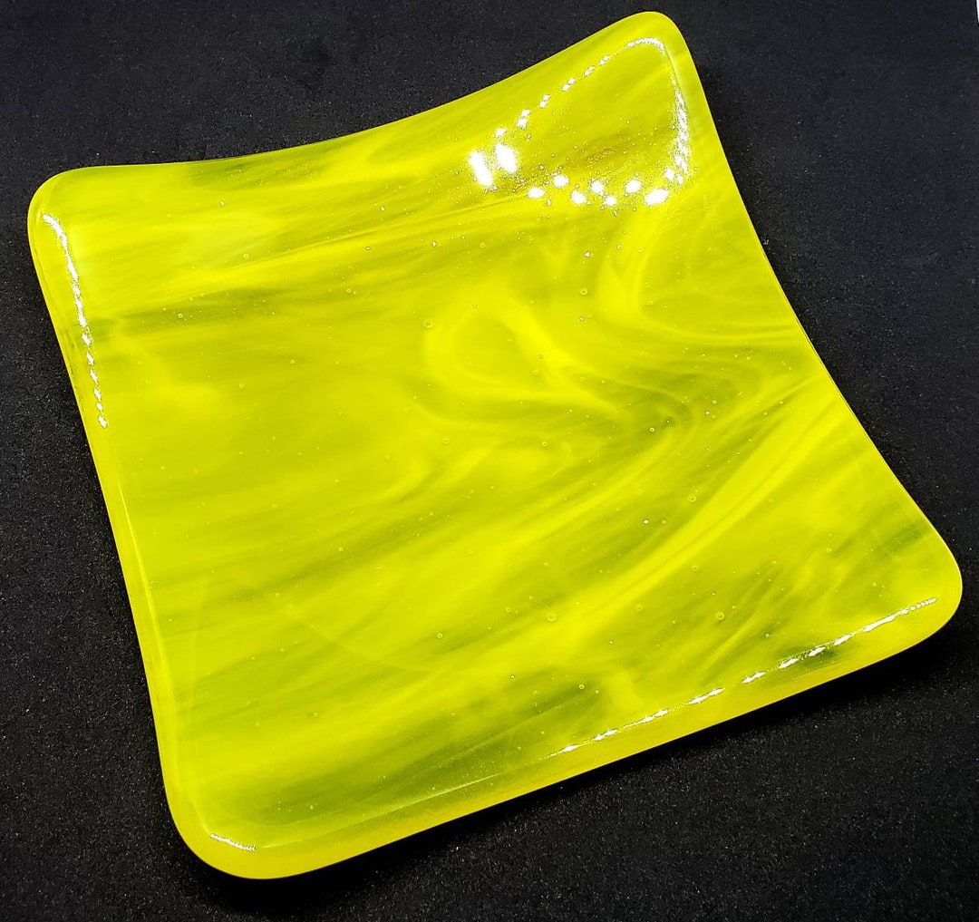 Handmade Fused Glass Square Sloped Dish - Etsy UK