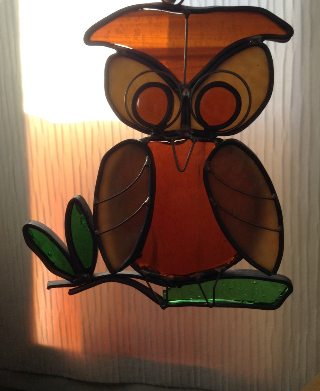 Vintage Owl Leaded Glass Sun Catcher. Vintage 1970's. - Etsy