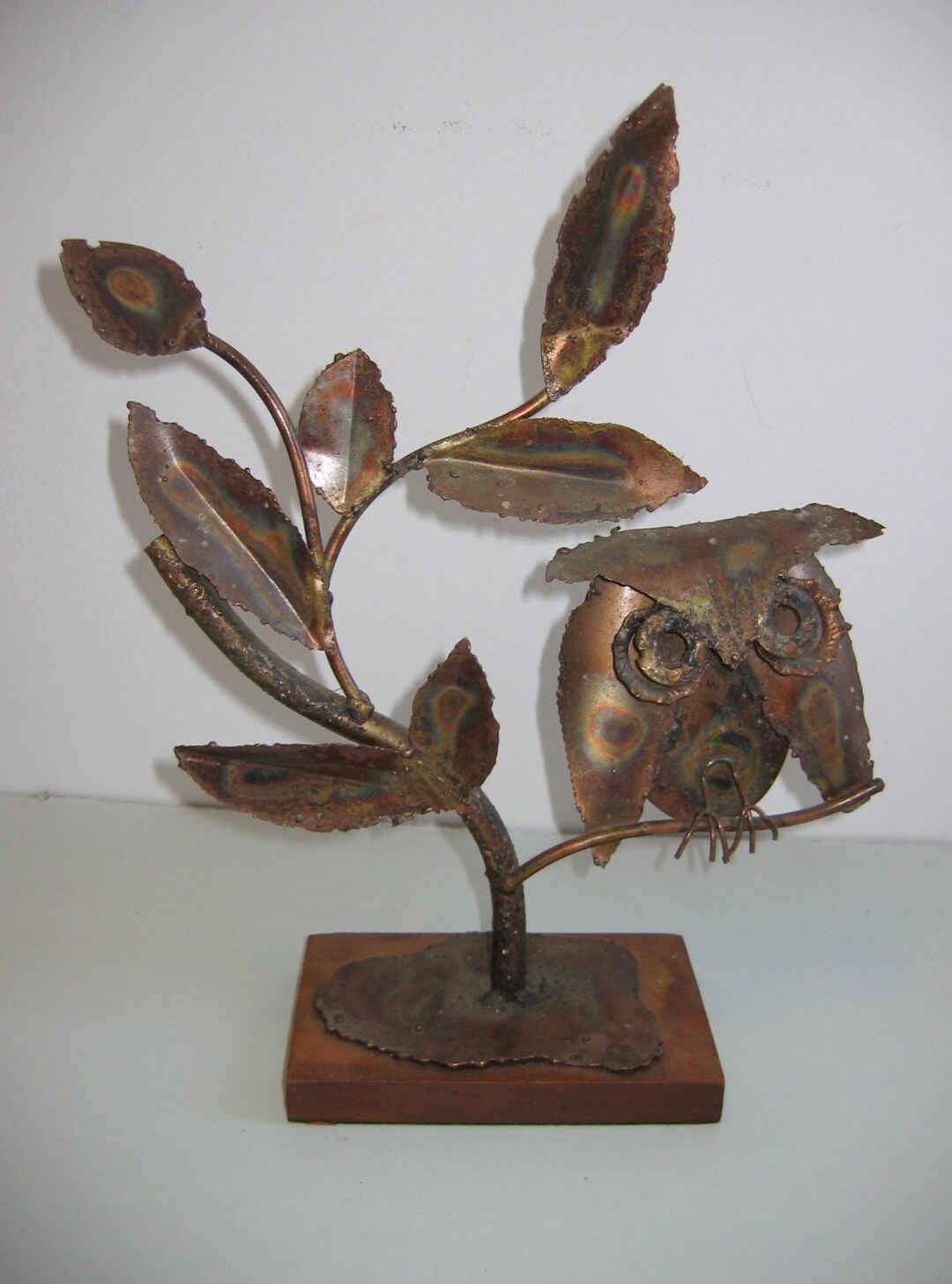 Brutalist Torch Cut Metal OWL in Tree Sculpture Art Brut. Vintage 1970 ...