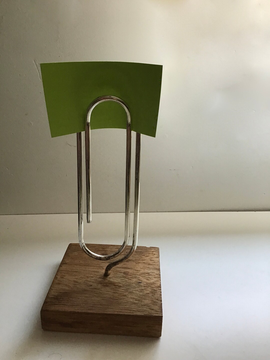 Oversized Paperclip Note Holder. Modernist Wood & Metal Desk Decor ...