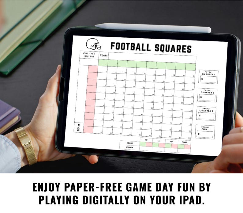 2026 Football Squares Template | Super Bowl Football Squares 100 Board ...