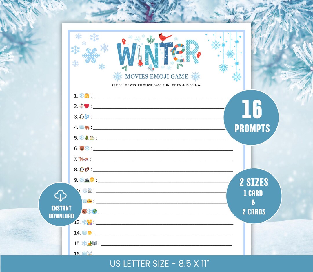 Winter Movie Emoji Game, Printable Holiday Icebreaker, Winter Emoji ...