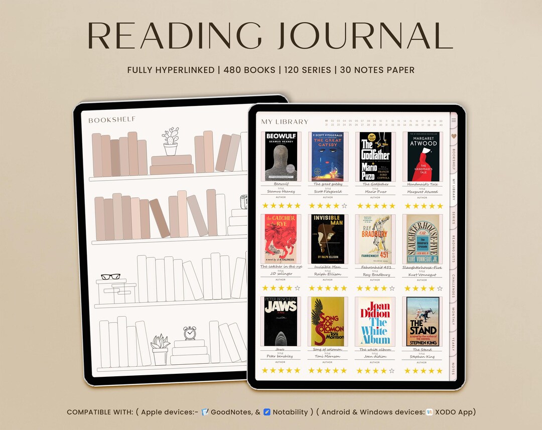 Digital Reading Journal, Portrait Reading Journal, Goodnotes Digital ...