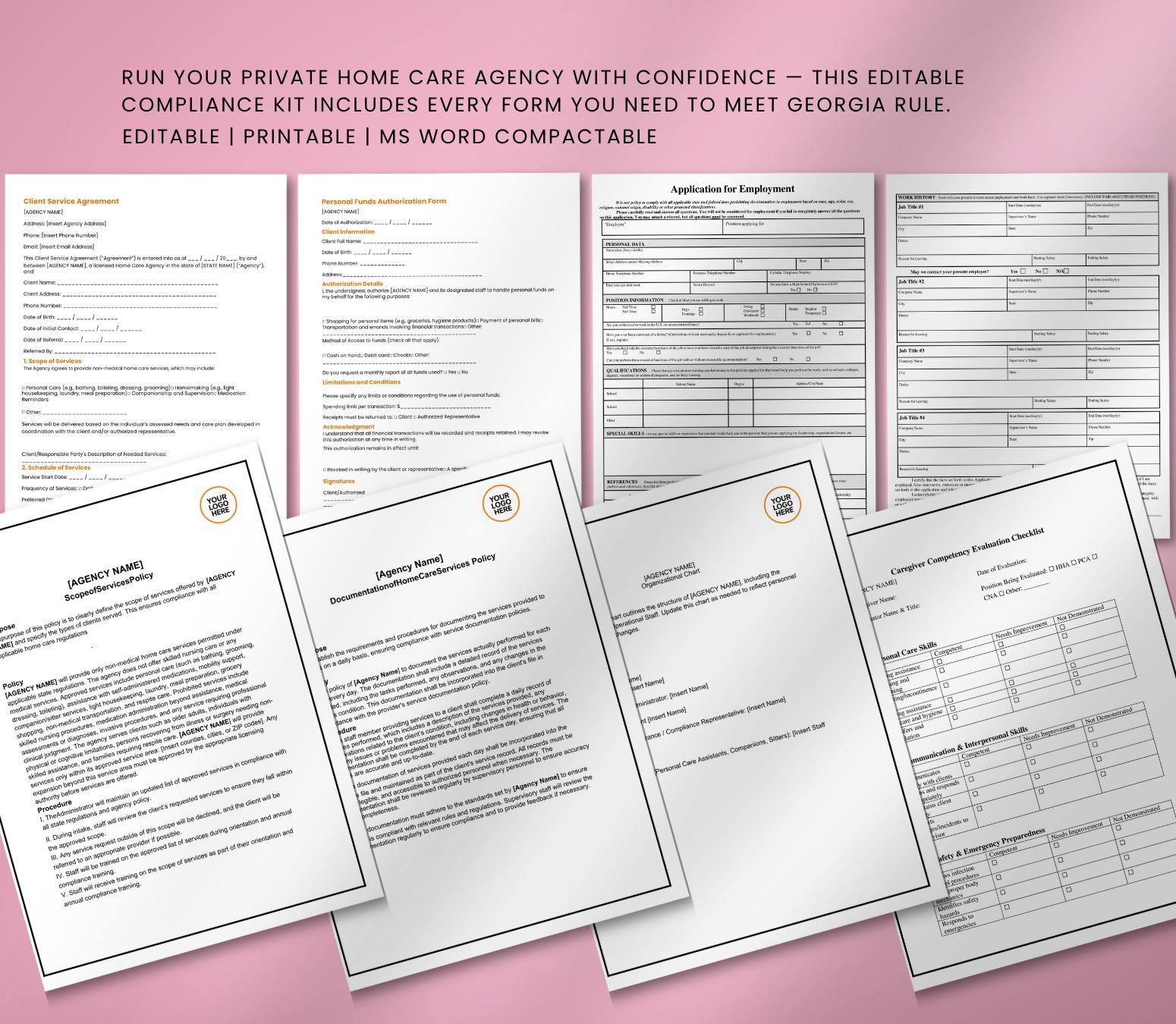 Home Care Agency Starter Kit, Client Forms, Employee Onboarding ...