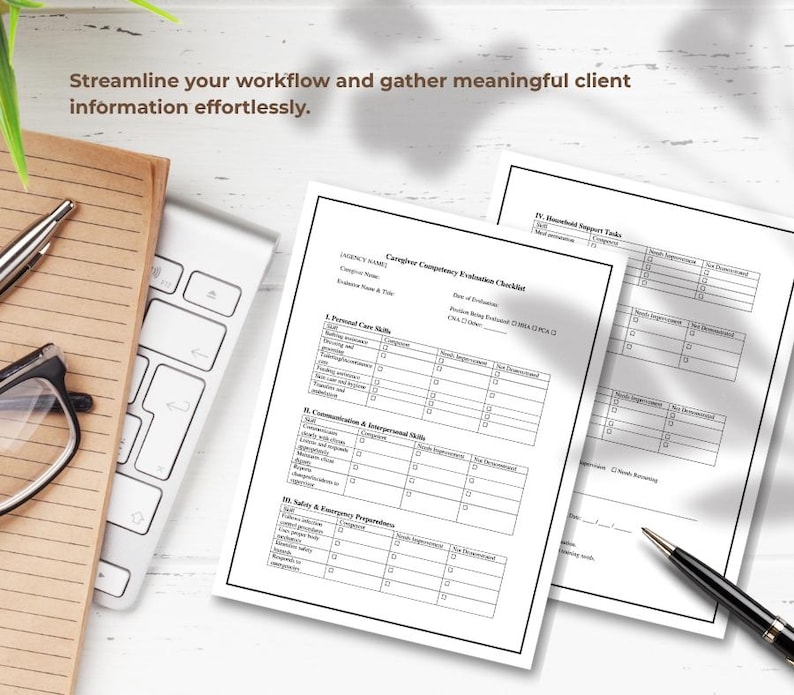 Caregiver Competency Evaluation Form Editable , Home Care Business ...