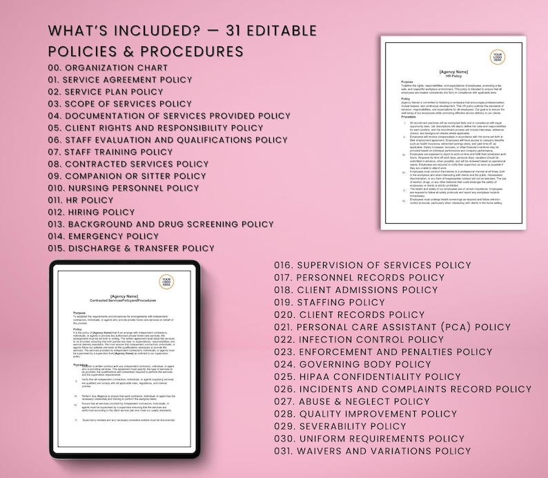 Policies and Procedures, Editable Non-medical Home Health Agency ...