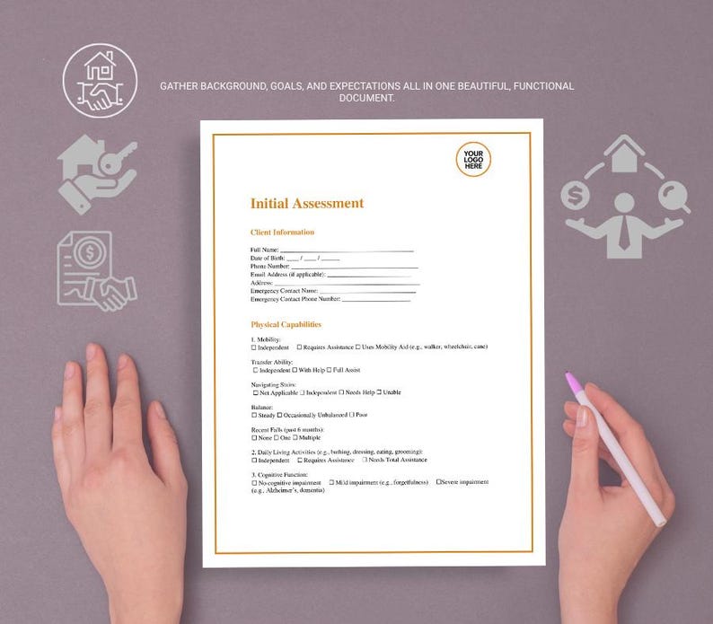 Client Initial Assessment Form, Editable Home Care Intake (digital ...