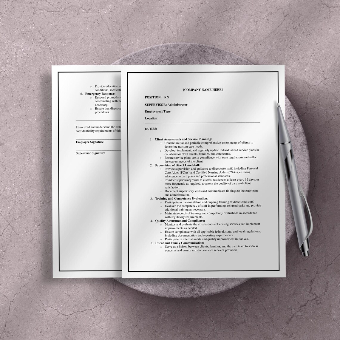 RN Job Description Template, Editable Home Care Staff Role Form, Agency ...