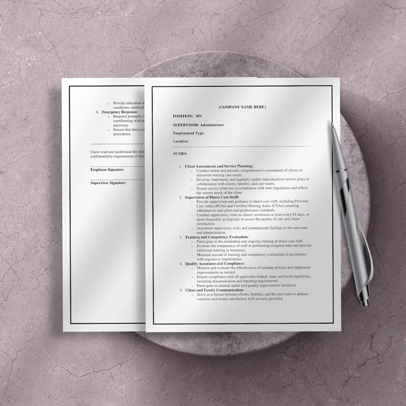 RN Job Description Template, Editable Home Care Staff Role Form, Agency ...