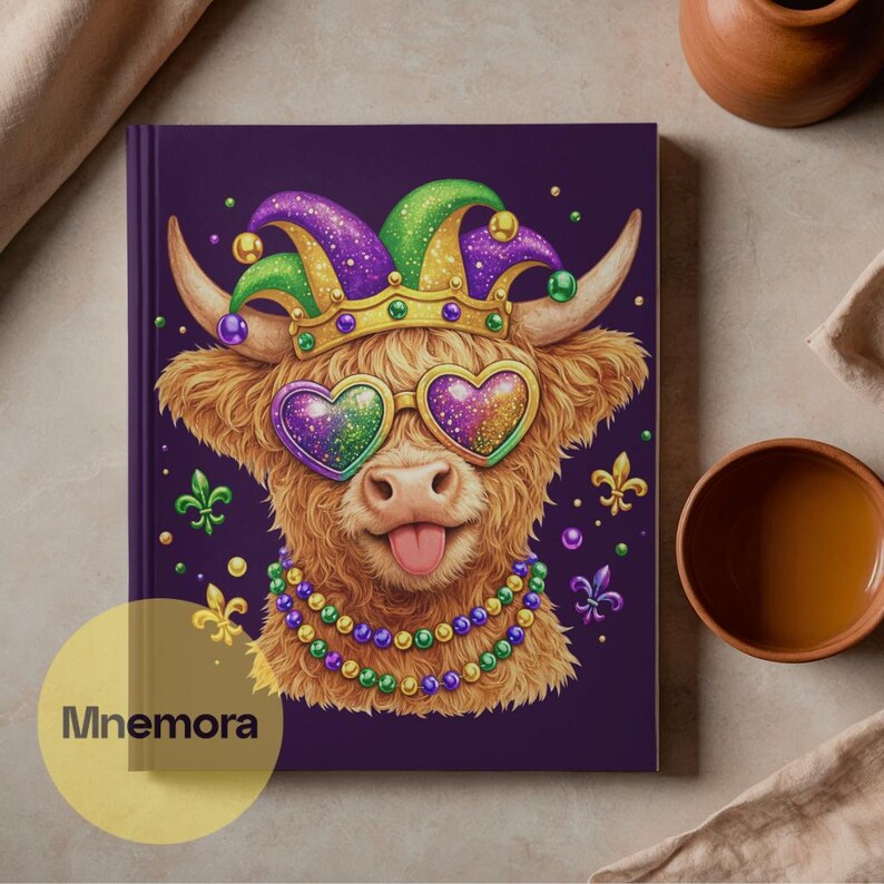 Preppy Highland Cow Mardi Gras PNG | Festive Gift for Girl, Child ...