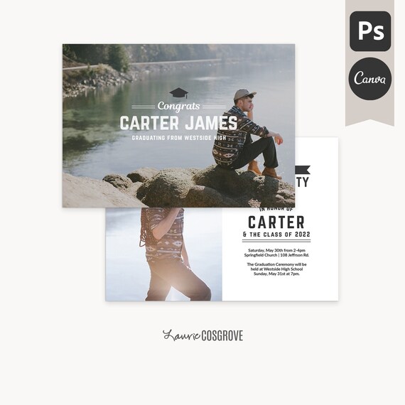 Guys Graduation Template Senior Card Announcement for - Etsy