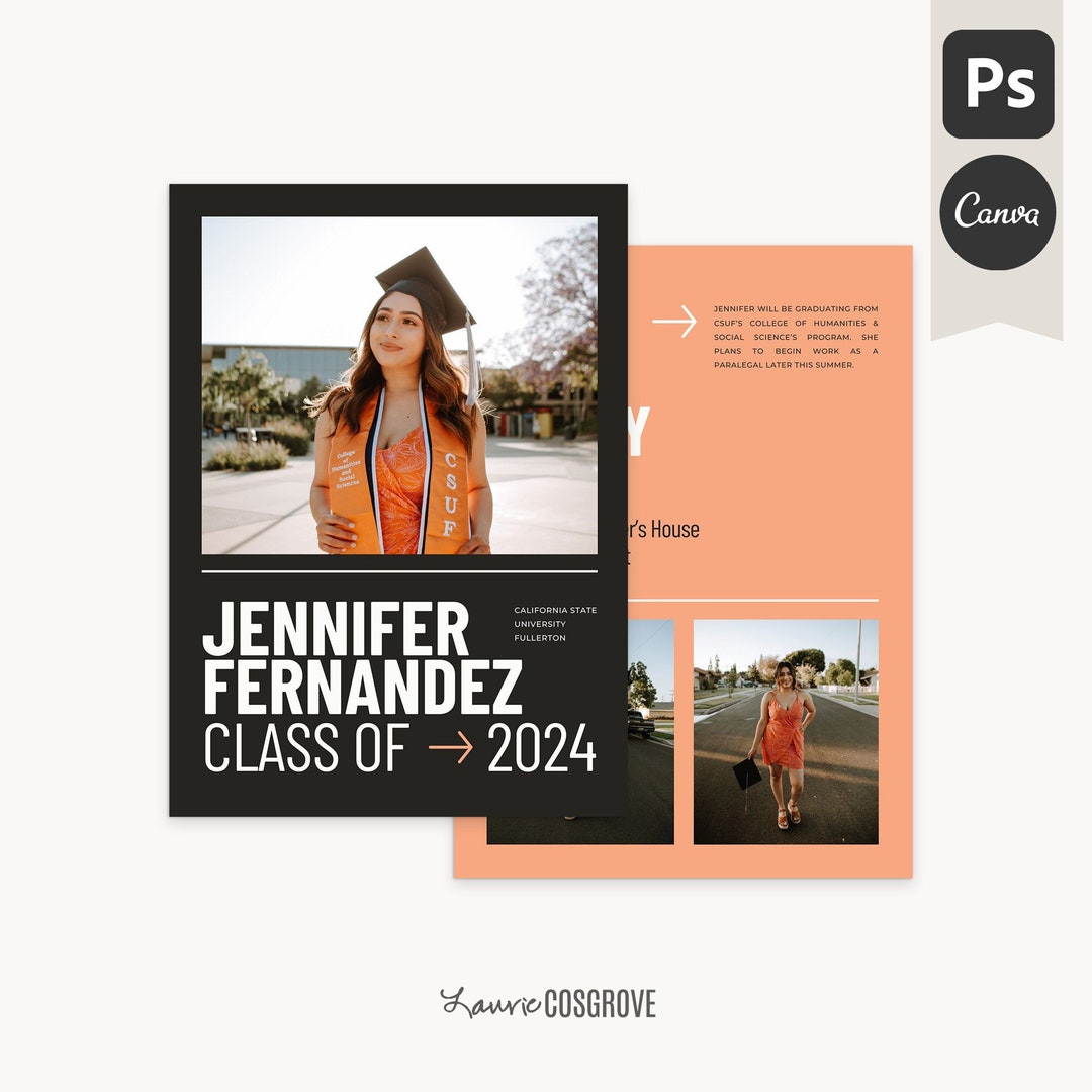 2024 Graduation Announcement Template 5x7 Senior Card Invitation ...