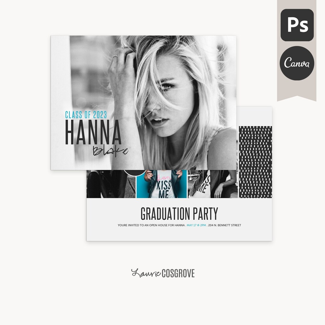 Graduation Announcement Card Template: Wave A 5x7 Senior - Etsy