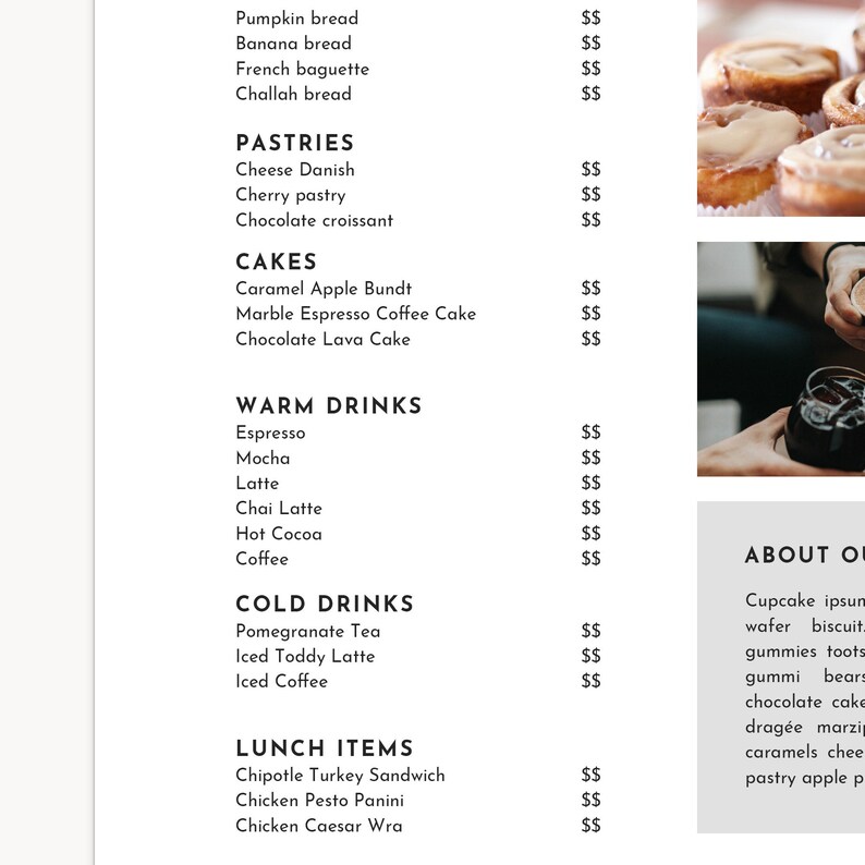 Business Price List Template Essential Pricing and Service - Etsy