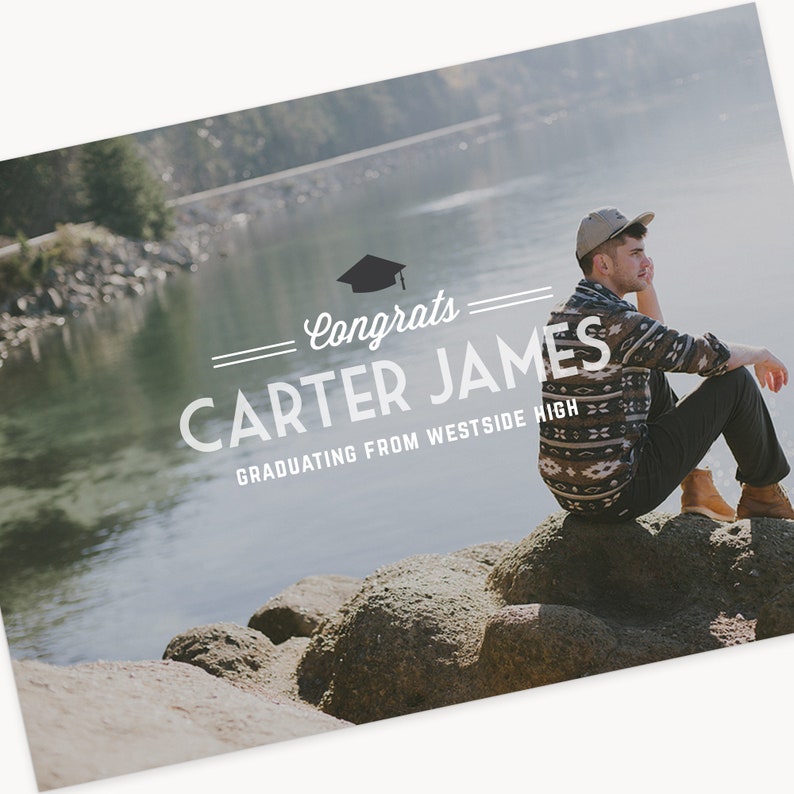 Guys Graduation Template Senior Card Announcement Stay | Etsy